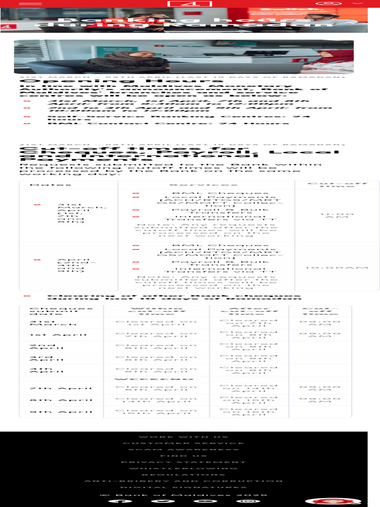 BML Ramadan Banking Hours 2023 | PDF | Banking