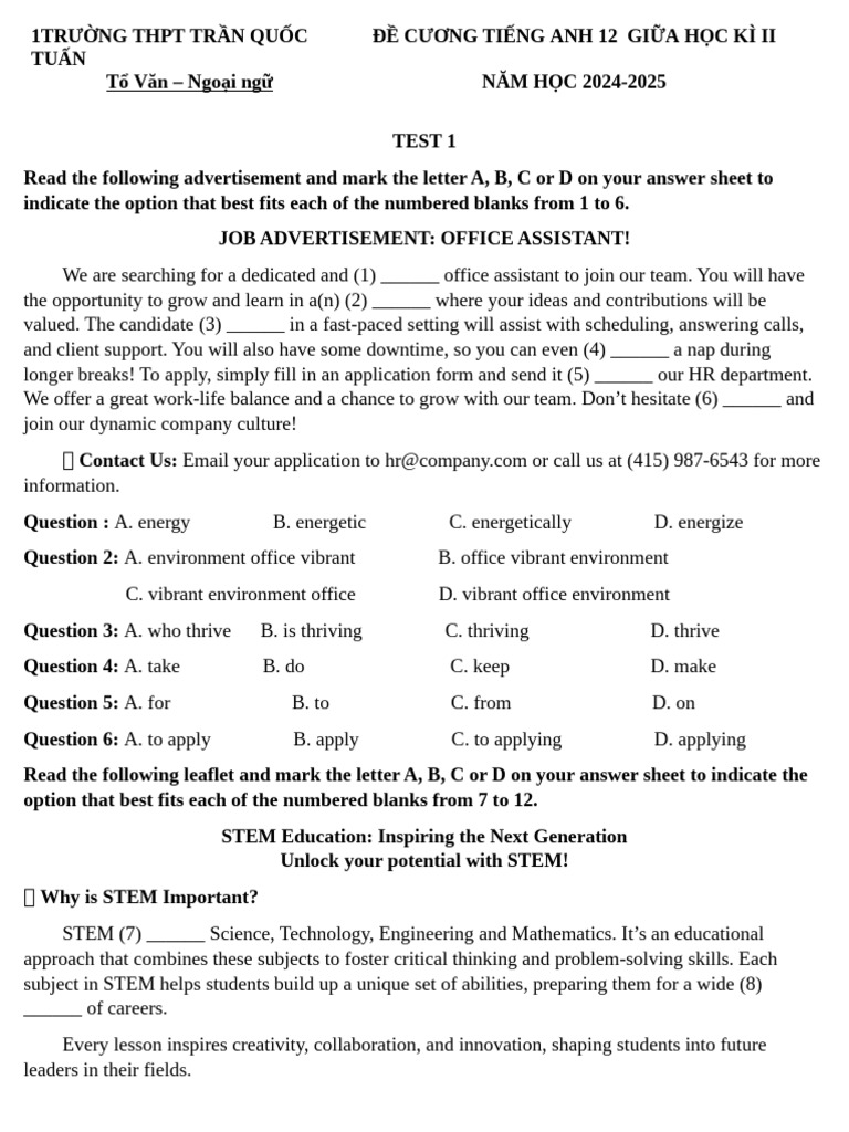De Cuong Ta 12 GK 2.2024 | PDF | Healthy Diet | Sustainability