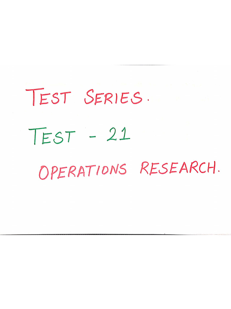 Operations Research 1_Test -21 | PDF