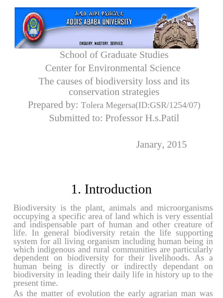 Causes of Biodiversity Loss & Conservation Strategies | PDF | Climate ...