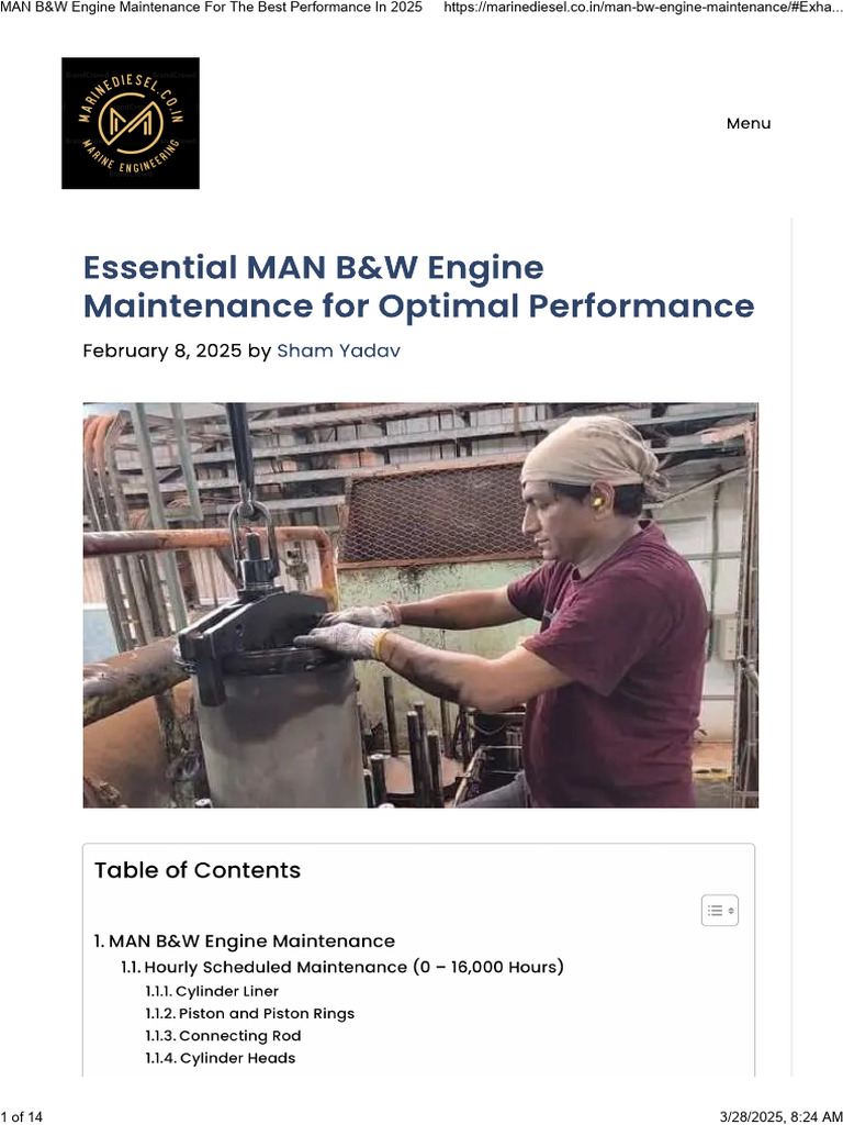 MAN B&W Engine Maintenance Guide 2025 | PDF