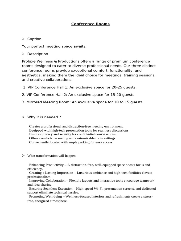 Details of Conference Rooms | PDF