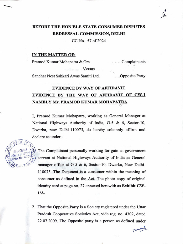 Evidence Affidavit Pramod Kumar Mohapatra | PDF