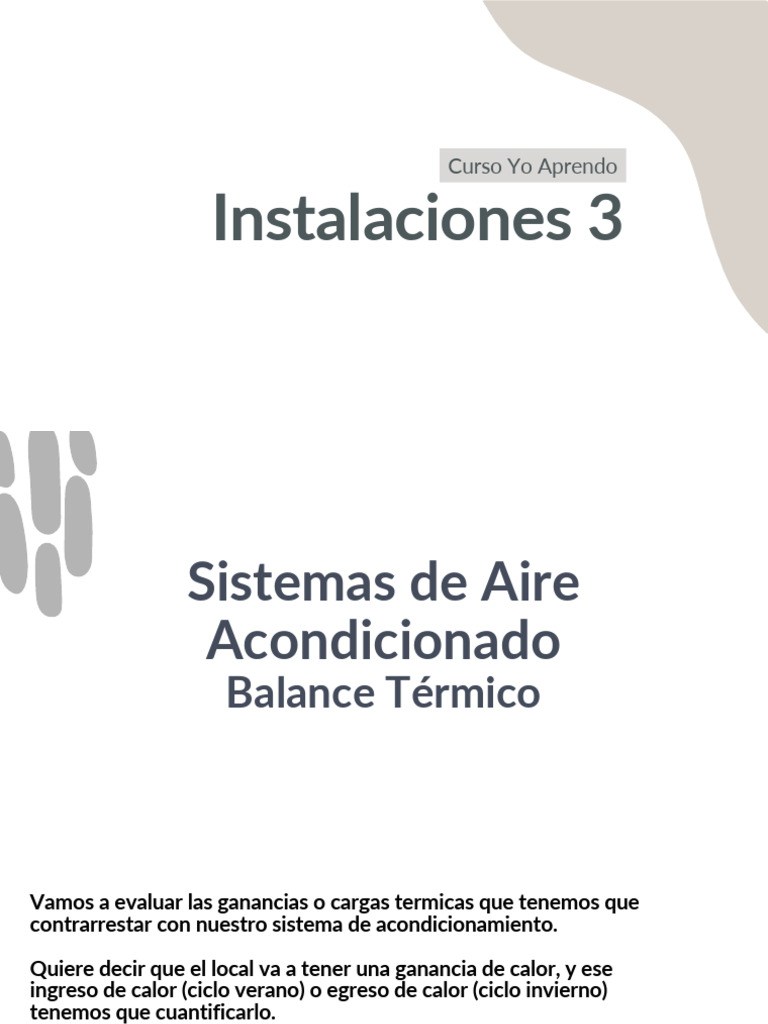 Análisis de Cargas Térmicas en Acondicionamiento | PDF | Calor ...