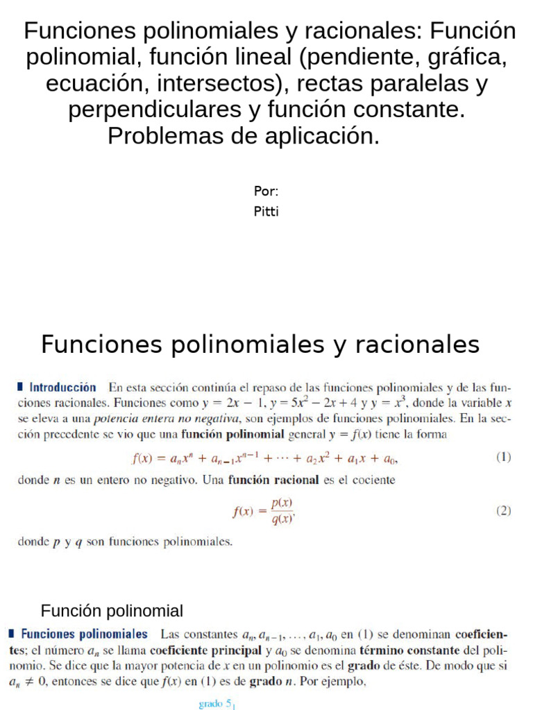 Funciones Polinomiales y Racionales | PDF