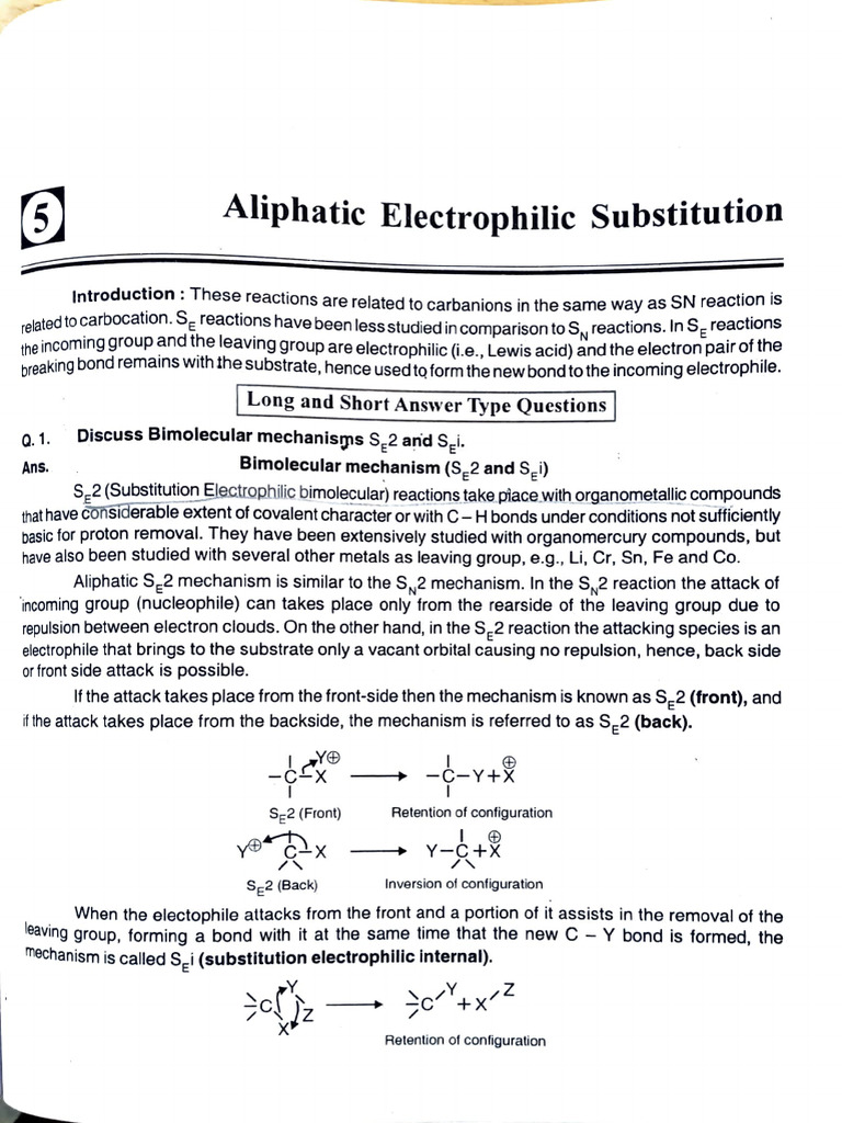 Aliphatic Electrophilic Substitution | PDF | Physical Chemistry ...