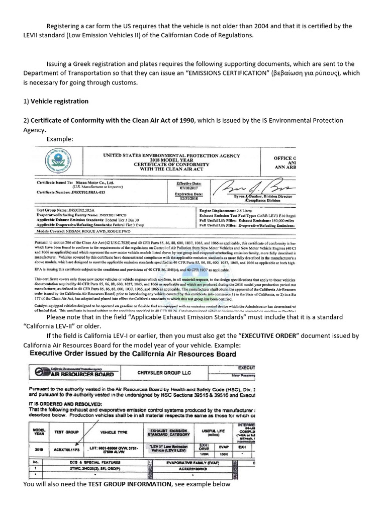 Supporting Document For Registering A Vehicle (California Regulations ...