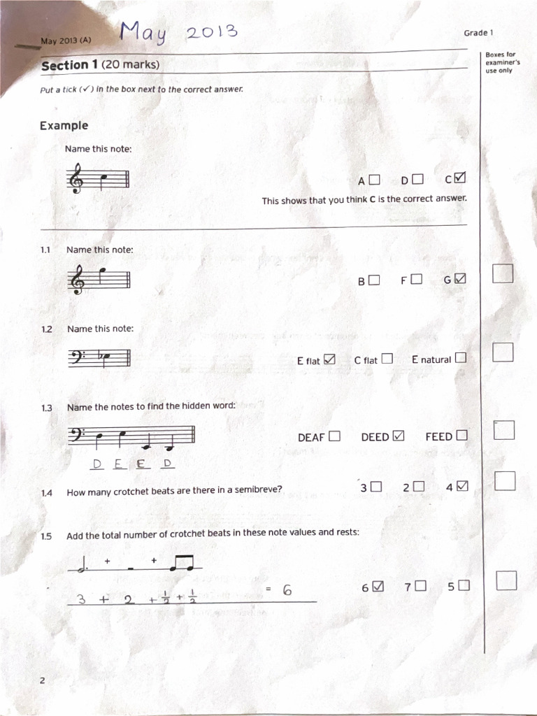 Trinity Paper Answer Key | PDF