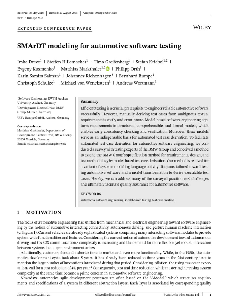 SMArDT Modeling for Automotive Software Testing | PDF | Software ...