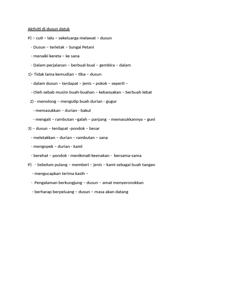 Aktiviti Di Dusun Datuk | PDF