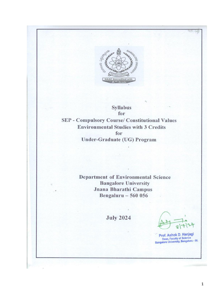 SEP-2024 Enviornmental Studies, -2024 Final | PDF | Biodiversity ...
