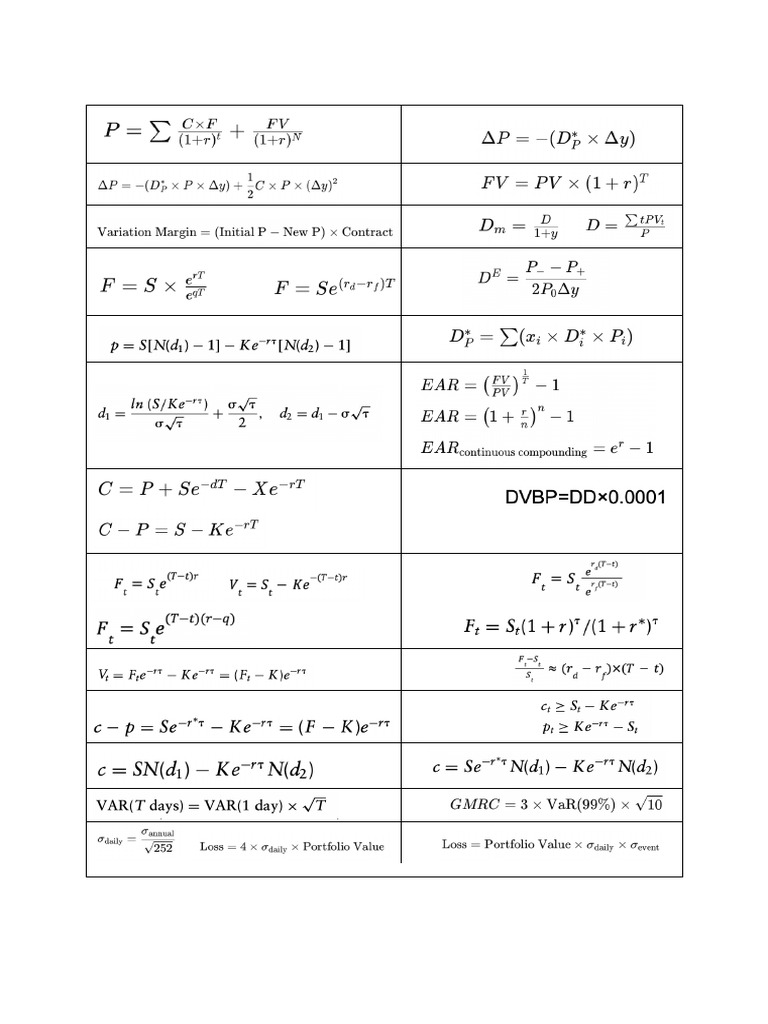 Formula Sheet Models | PDF