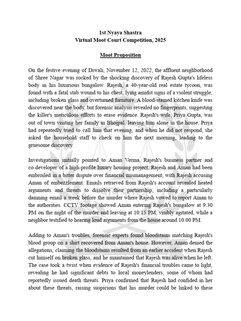 Moot Proposition - 1st Nyaya Shastra Virtual Moot Court Competition ...