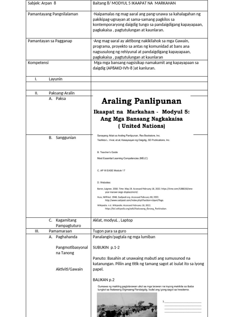 Arpan 8 DLL Q4 Modyul 5 | PDF
