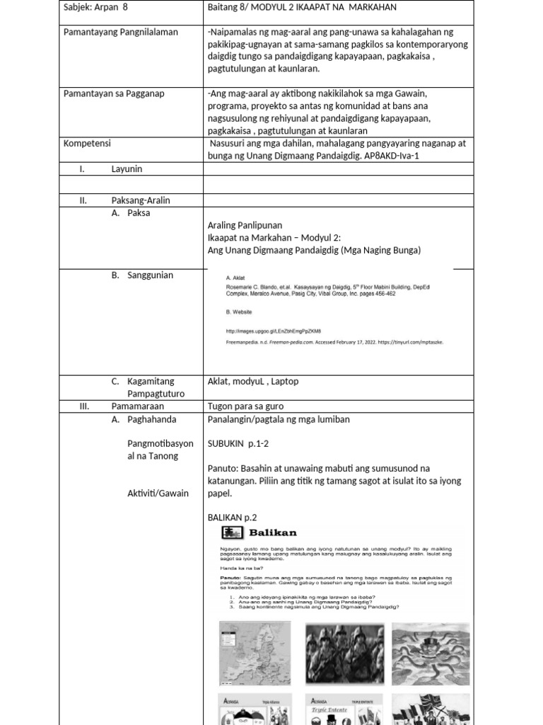 ARPAN 8 DLL Q4 MODYUL 2 | PDF