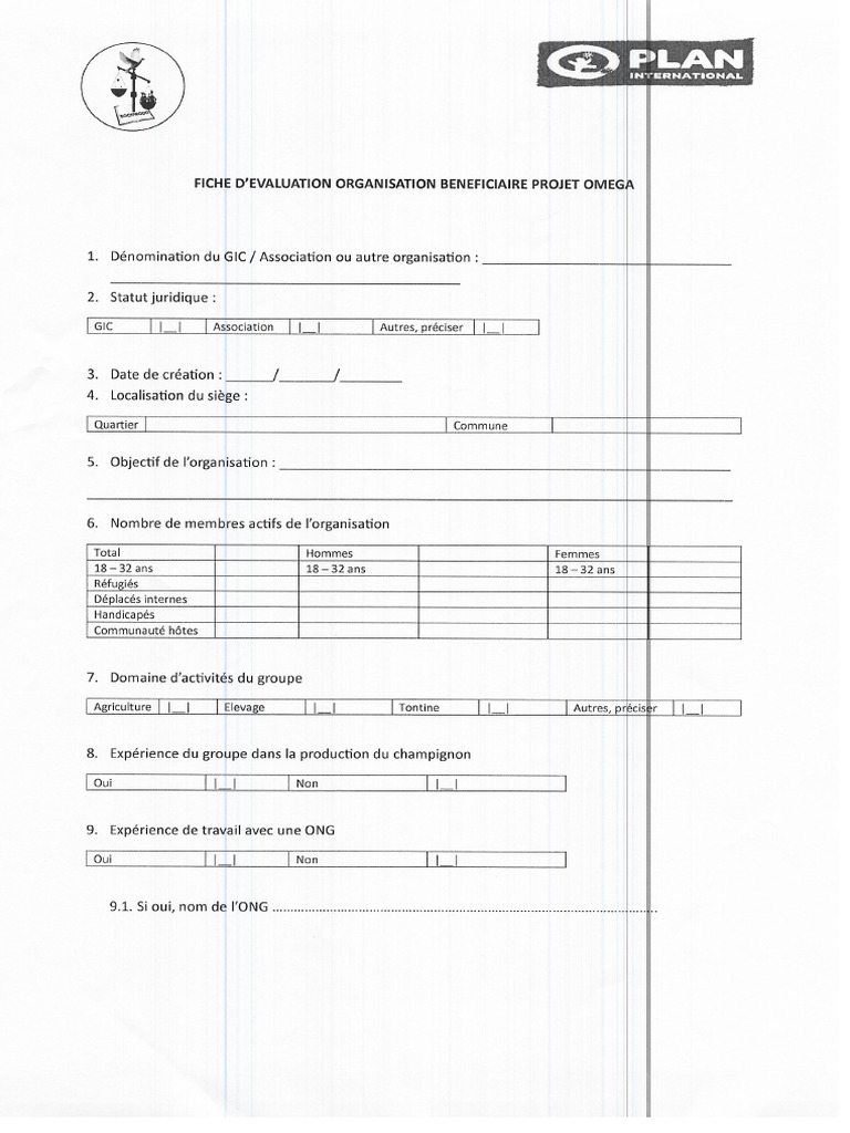 Fiche Evaluation Organisations | PDF