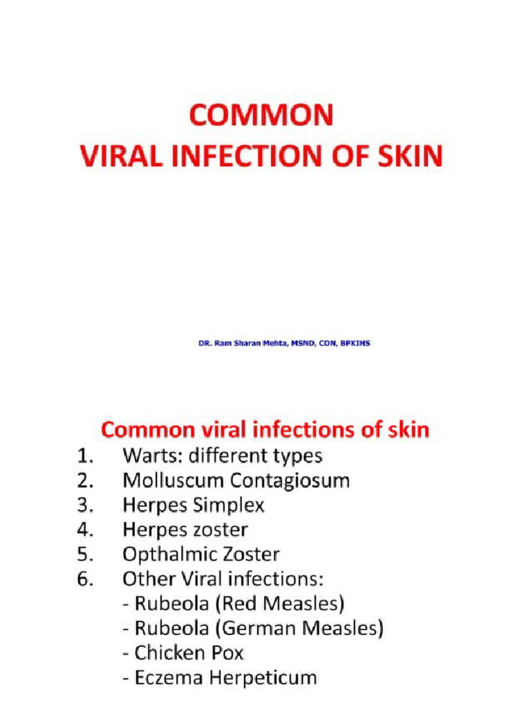 Viral Infections On Skin | PDF