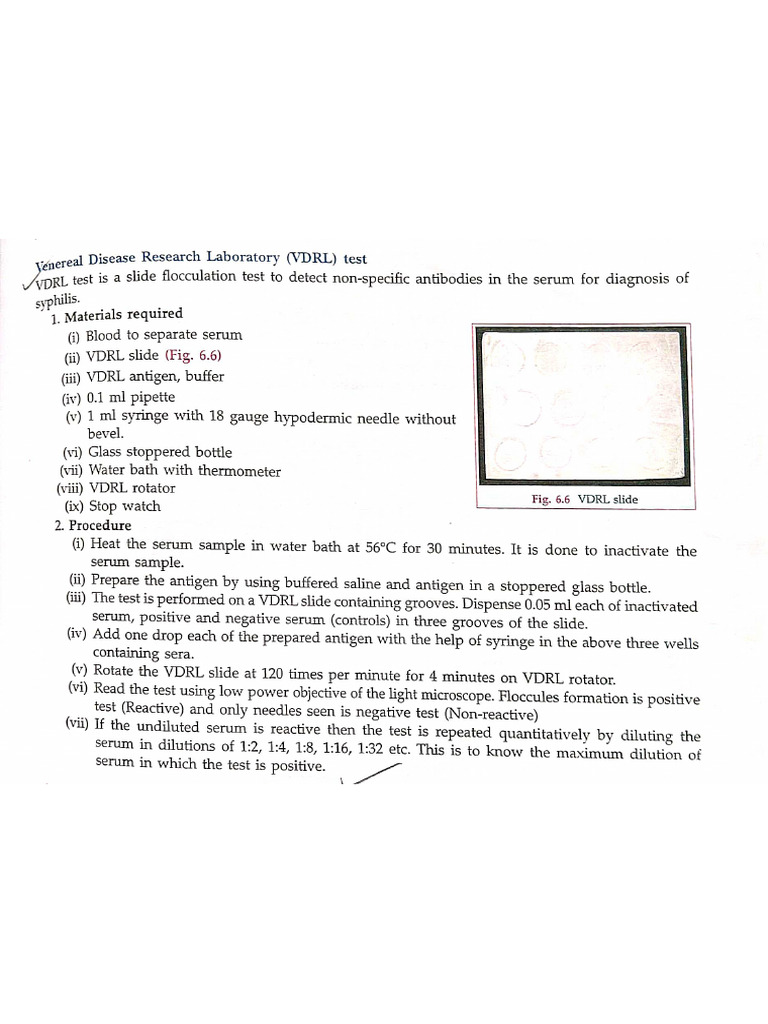 VDRL test | PDF