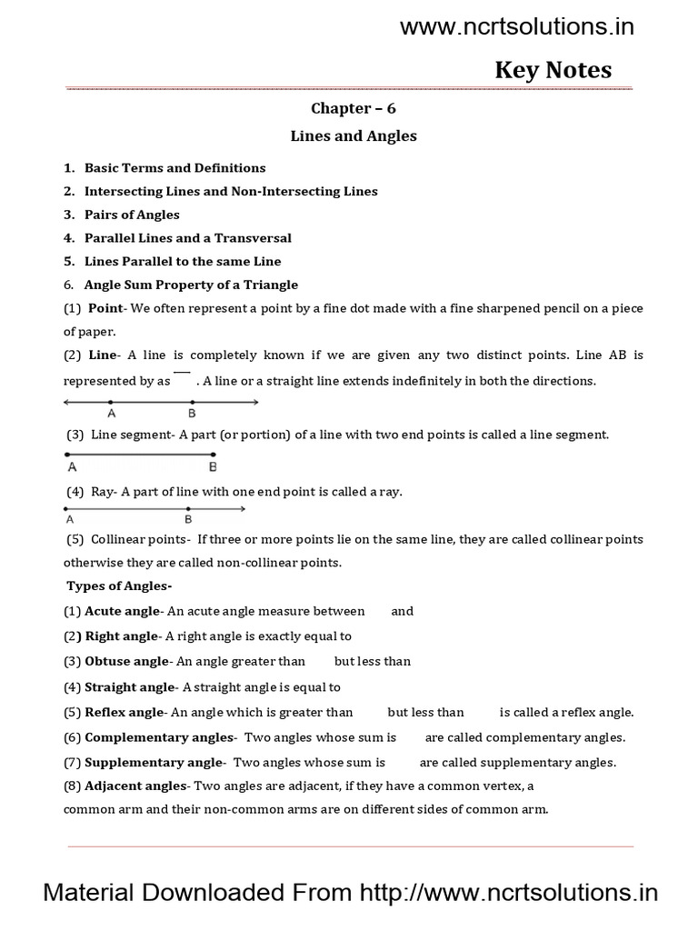 Lines and Angles: Key Concepts Explained | PDF | Line (Geometry) | Angle