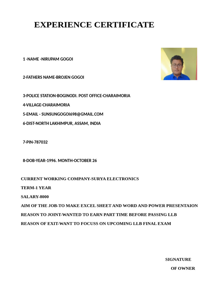 Experiance Certificate | PDF