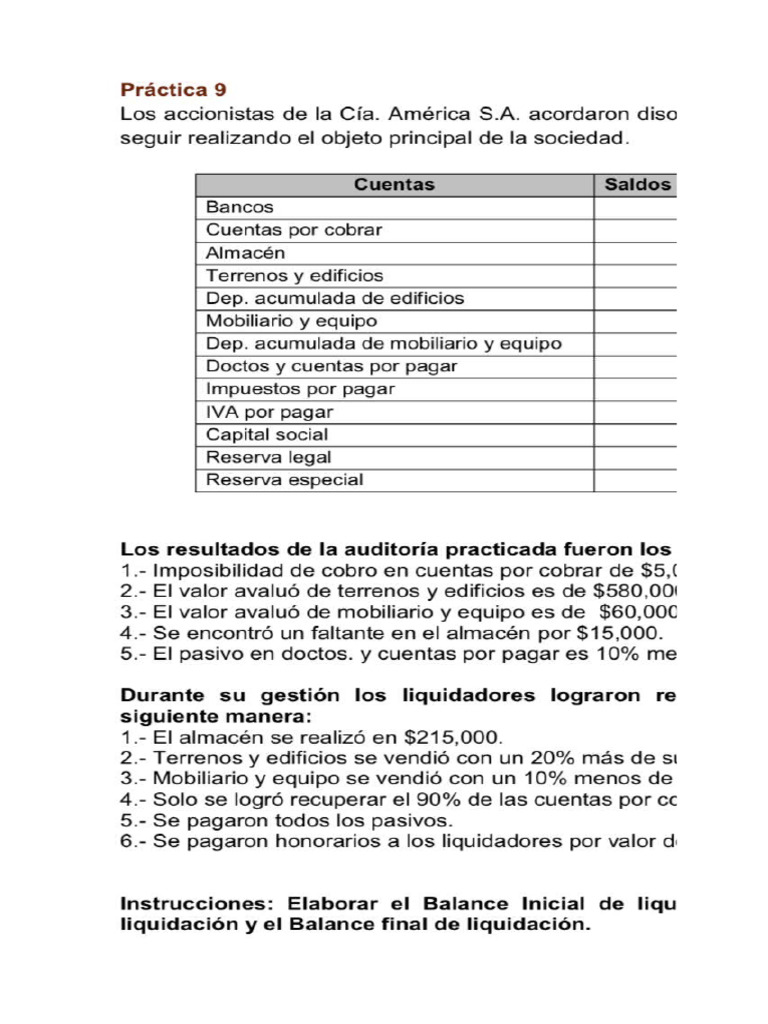 Práctica 5 Ejercicio 9 RESUELTO | PDF | Contabilidad | Hoja de balance