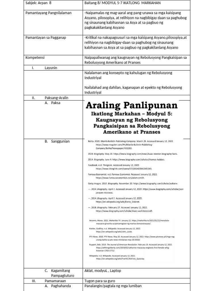 Arpan 8 DLL Q3 Modyul 5 | PDF