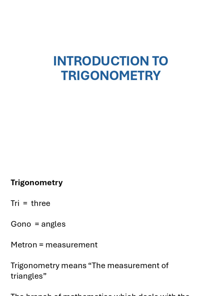 Trignometry Introduction | PDF