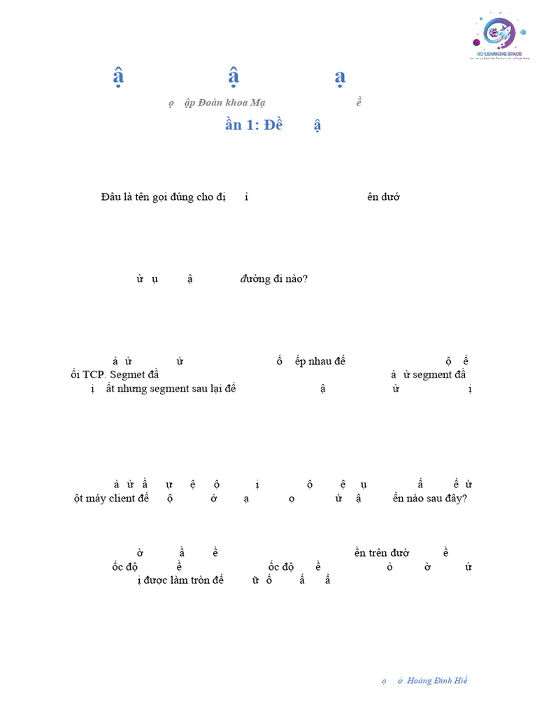 (BHT Đoàn khoa MMT&TT) Ôn tập môn Nhập môn Mạng máy tính | PDF