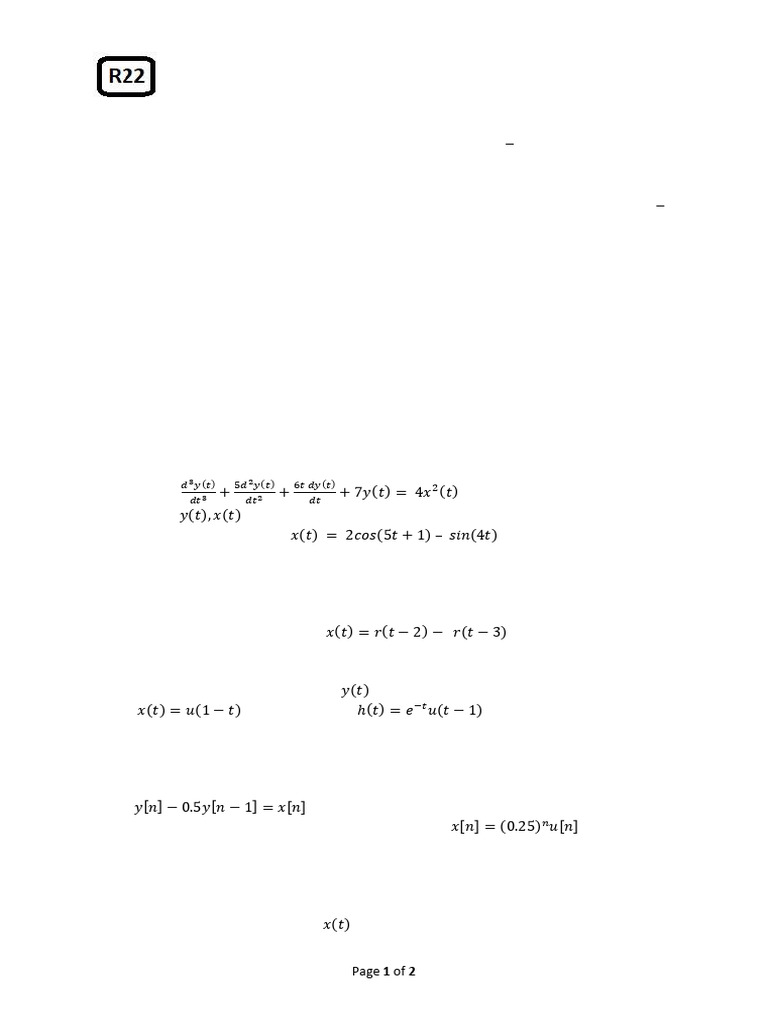 Signals and Systems 22EEC13 | PDF | Laplace Transform | Mathematical Objects