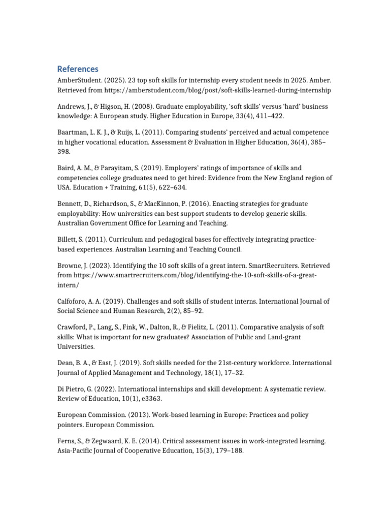 Soft Skills Internships References | PDF | Behavior Modification | Intelligence