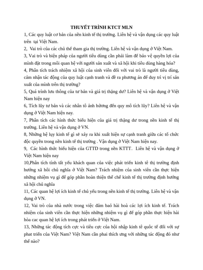 THUYẾT TRÌNH KTCT MLN | PDF