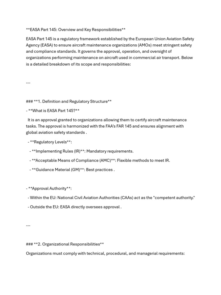 EASA Part 145 report presentation | PDF | Regulatory Compliance ...