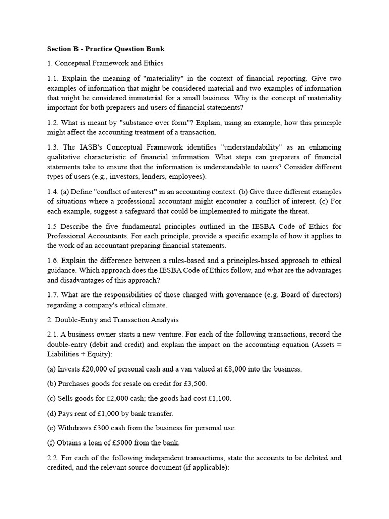Mid-Term Exam Section B Question Bank | PDF | Debits And Credits | Cost ...