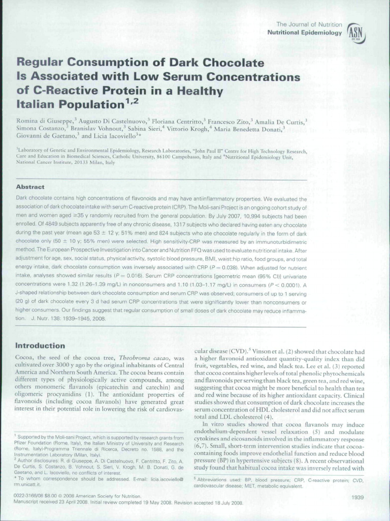 Article#2 - Journal of Nutrition - Regular Consumption of Dark ...