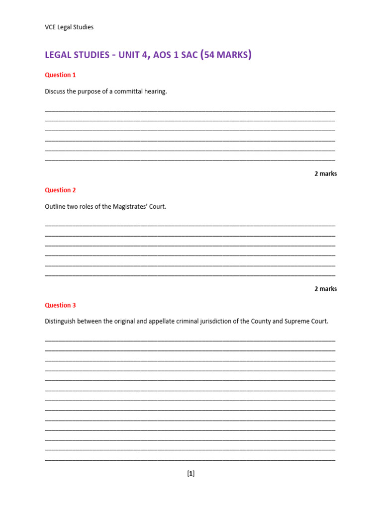 Legal Studies Unit 4 AOS 2 Practice SAC | PDF | Alternative Dispute ...