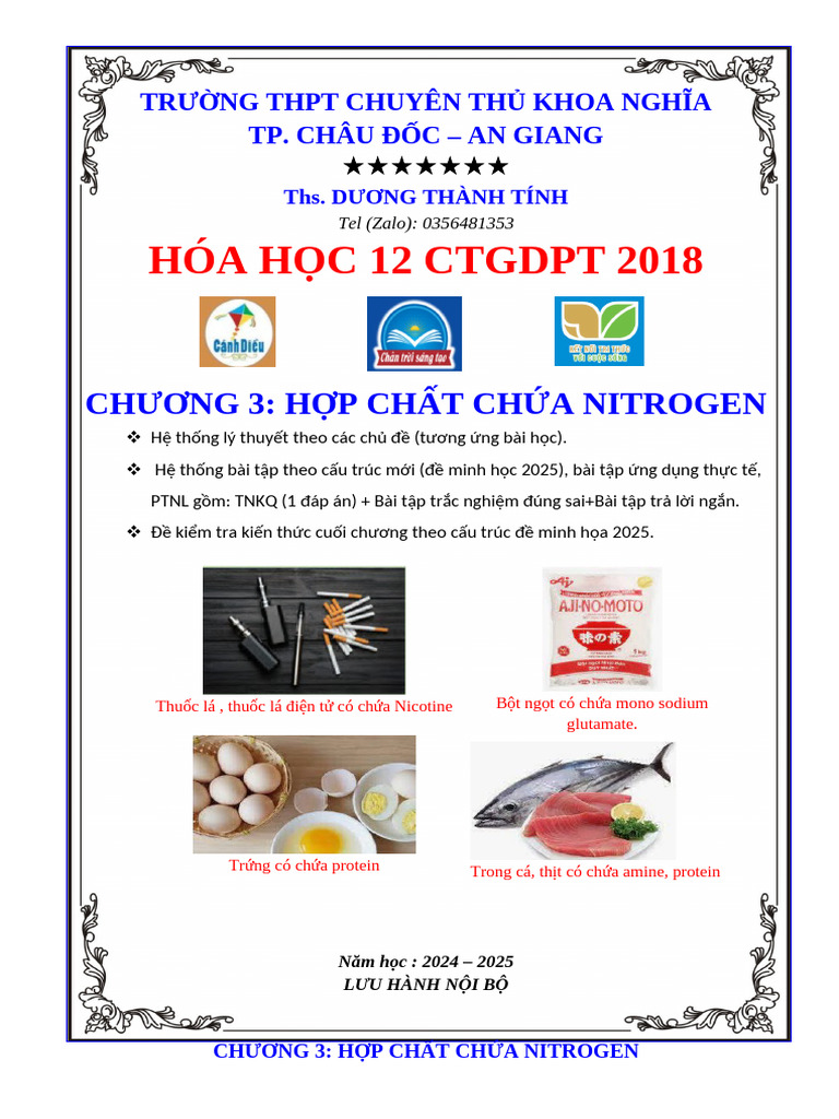Chuong 3 (Gon) Hoa 12 Nam 2024-2025. de - DTT | PDF