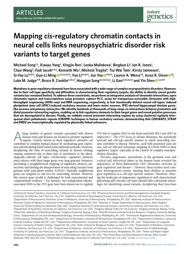 Mapping cis-regulatory chromatin contacts in neural cells links neuropsychiatric disorder risk ...