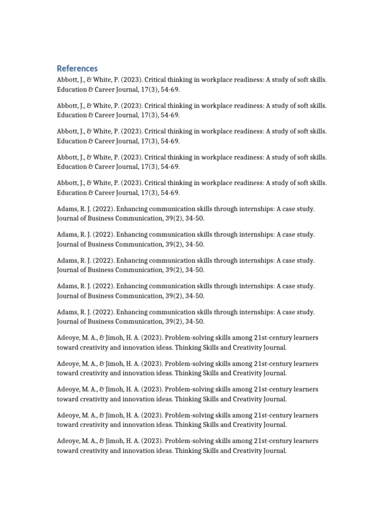 Expanded_References_Document (1) | PDF | Workforce Development | Creativity