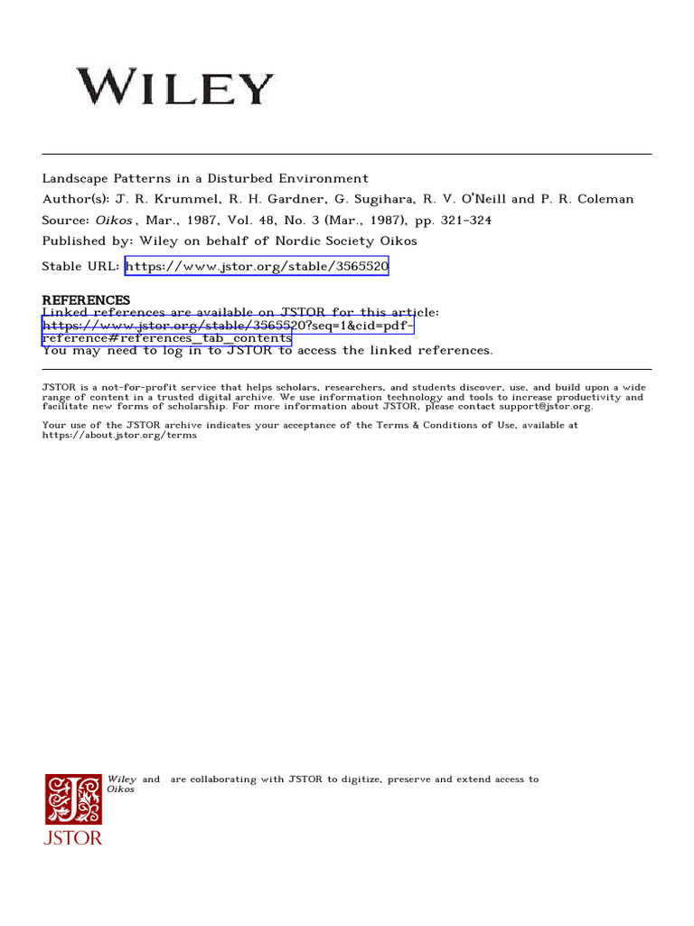 Landscape Patterns in a Disturbed Environment | PDF | Fractal | Area