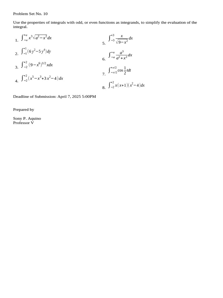En Math II Problem Set No 10 | PDF