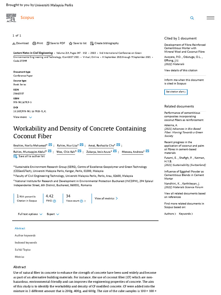 Coconut Fiber in Concrete Mixes | PDF | Concrete | Cement