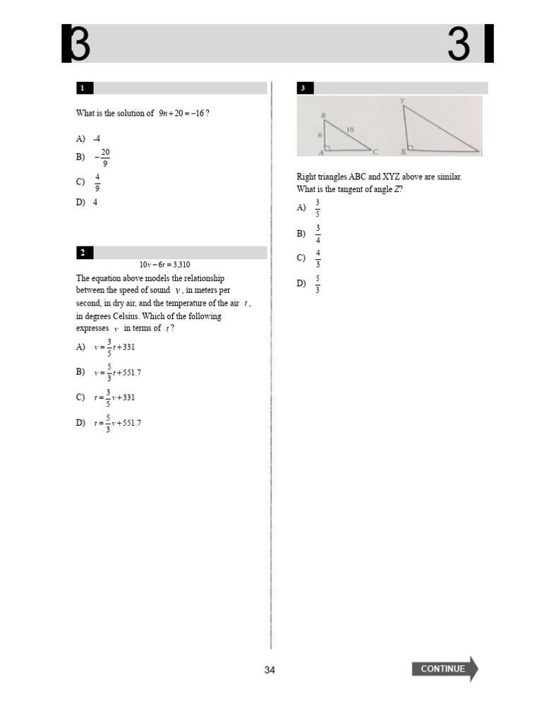 SAT 1711 NA Math No Ans | PDF | Temperature | Function (Mathematics)