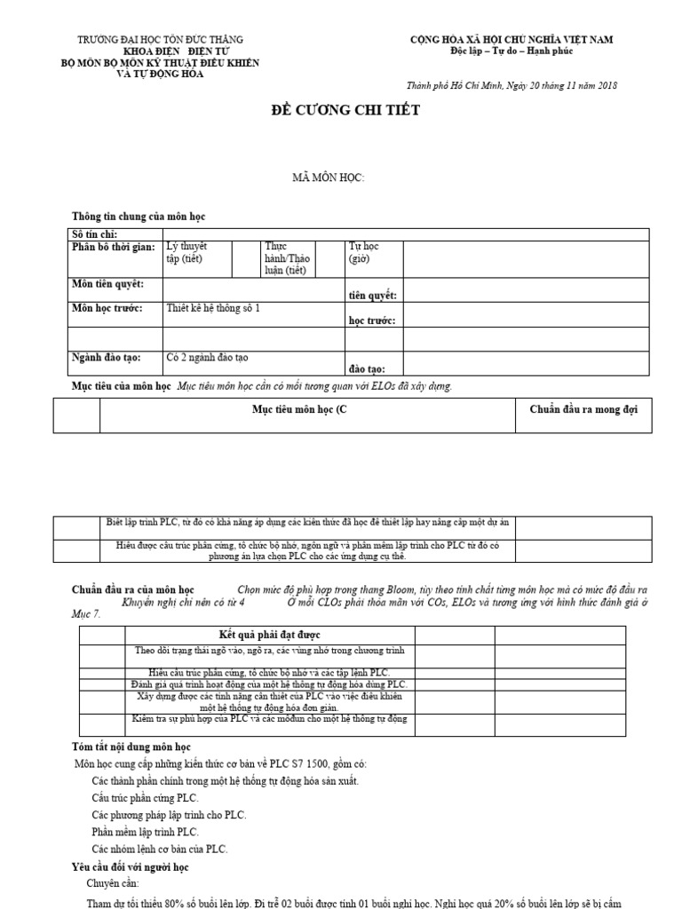 Đề cương PLC - Đại học chính quy | PDF