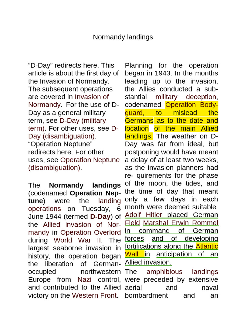 Normandy Landings | PDF | Operation Overlord | Normandy Landings