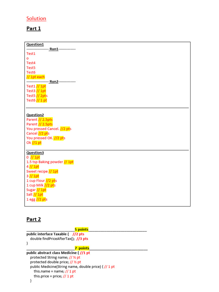 CSCI300 - Sample Final Exam - Solution | PDF | Computer Programming | Cuisine