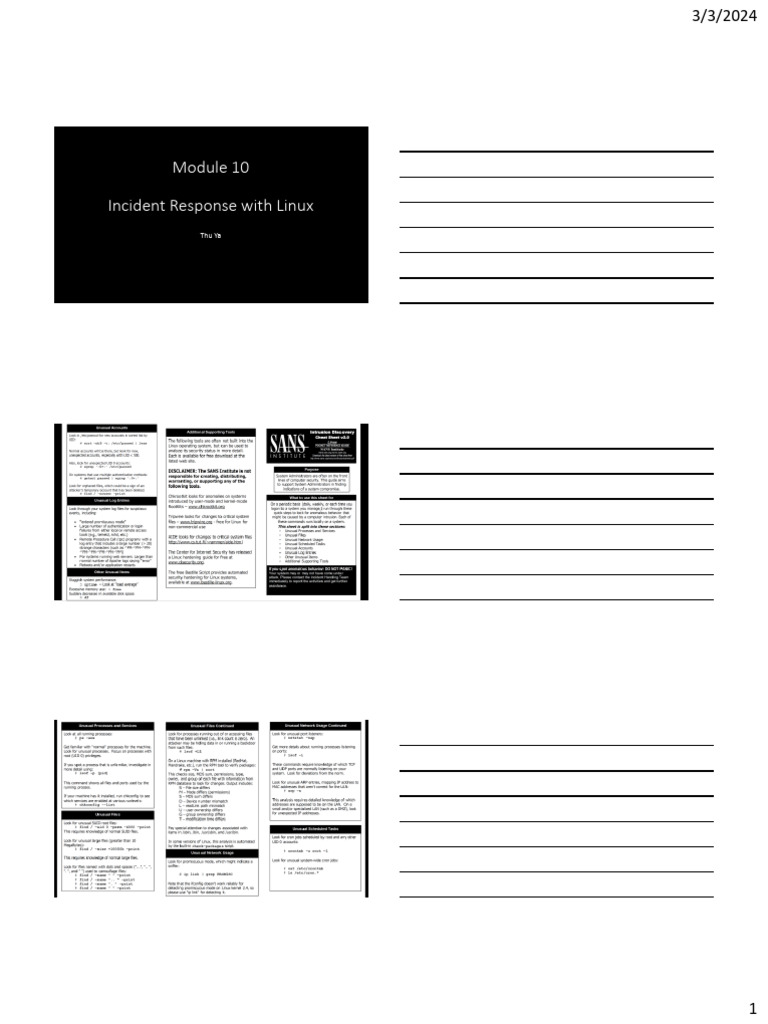 Module 10 - Incident Response With Linux - LFCP | PDF | Computing | System Software