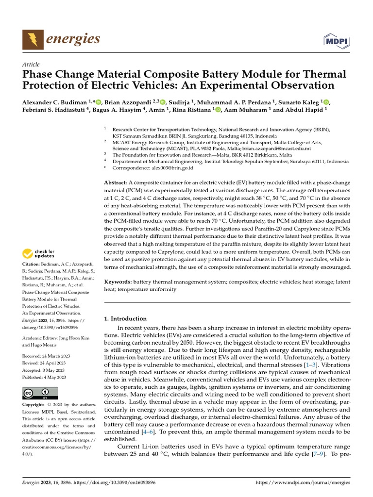 PCM Battery Module for EV Thermal Protection | PDF | Composite Material ...