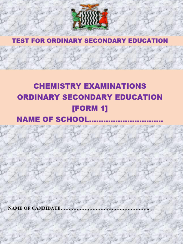 Form 1 Chemistry Exam 2025 | PDF | Chemical Compounds | Chemical Bond