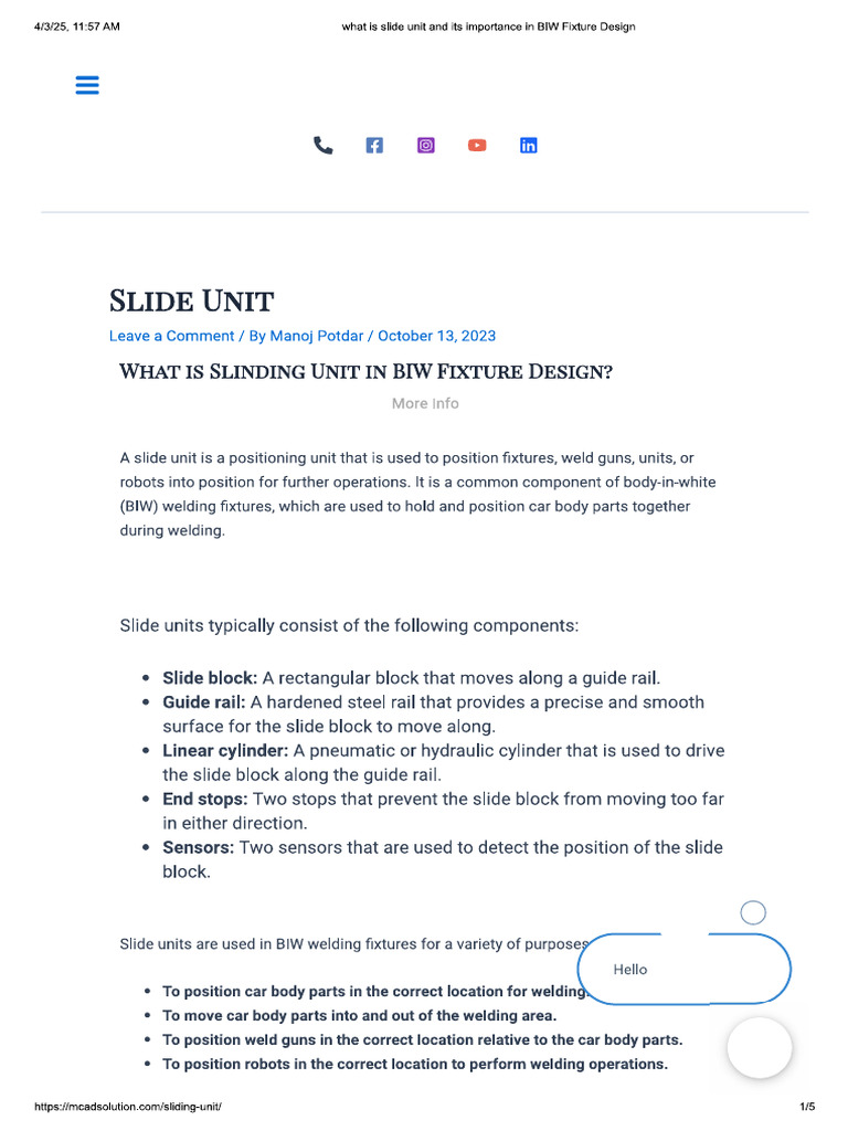 Slide Unit in BIW Fixtures | PDF