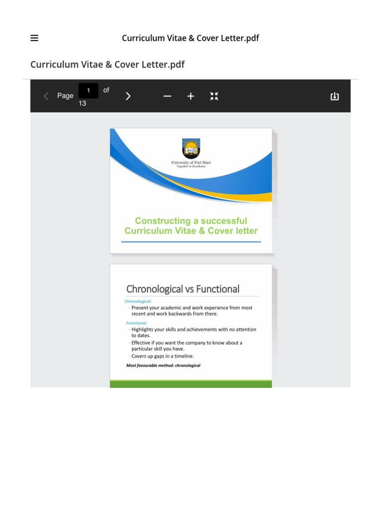 CV and Cover Letter Guide | PDF